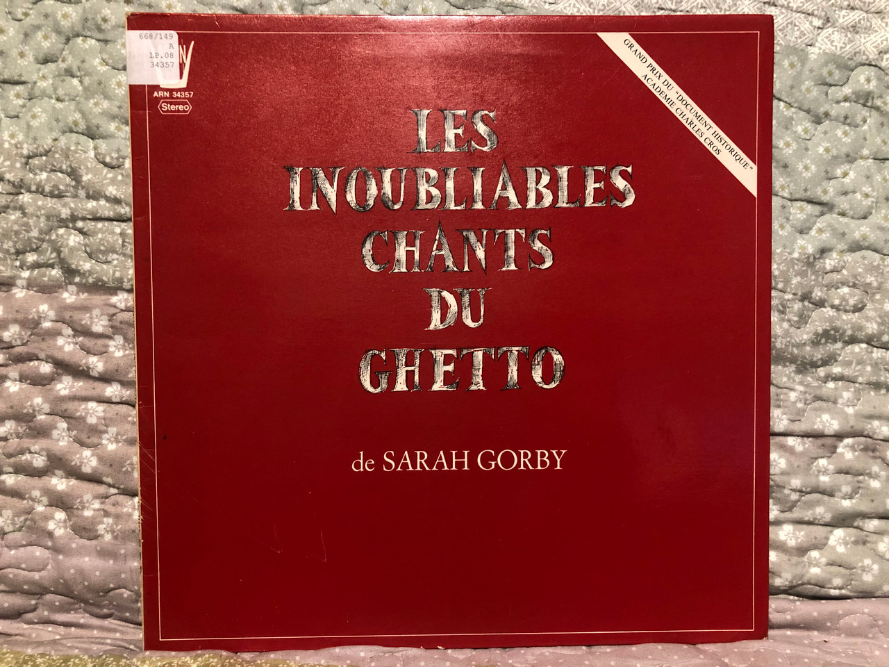 Les Inoubliables Chants Du Ghetto de Sarah Gorby / Arion LP Stereo 1976 ...