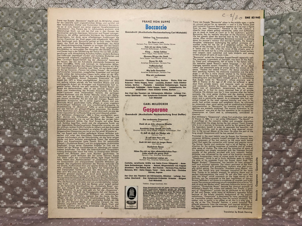 Franz Von Suppé: Boccaccio; Carl Millöcker: Gasparone - Querschnitte ...