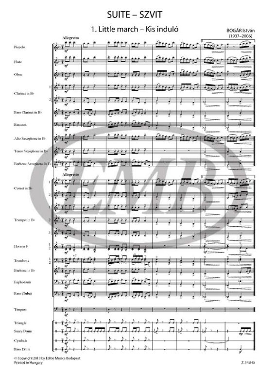 Bogár István Suite For Concert Band Score And Parts Sheet Music