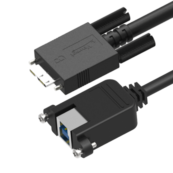 NTC | USB 3.0 B Panel Mount to Micro B with M2 Screw Locking Cable