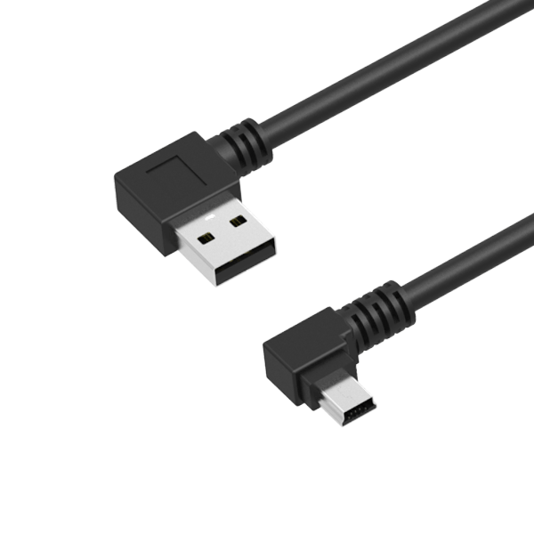 NTC | USB 2.0 A Male Left Angle to Mini B Male Right Angle Cable