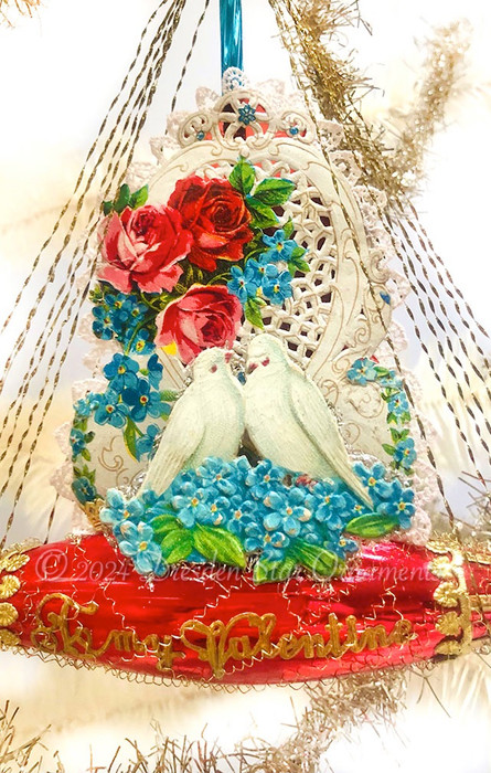 Double-Sided Red Valentine Ship 3-D Diorama with Doves, Forget-me-nots ...