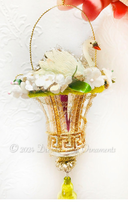 Custom Order for Brenda - Swan on Elegant Glass Bell Rimmed with ...
