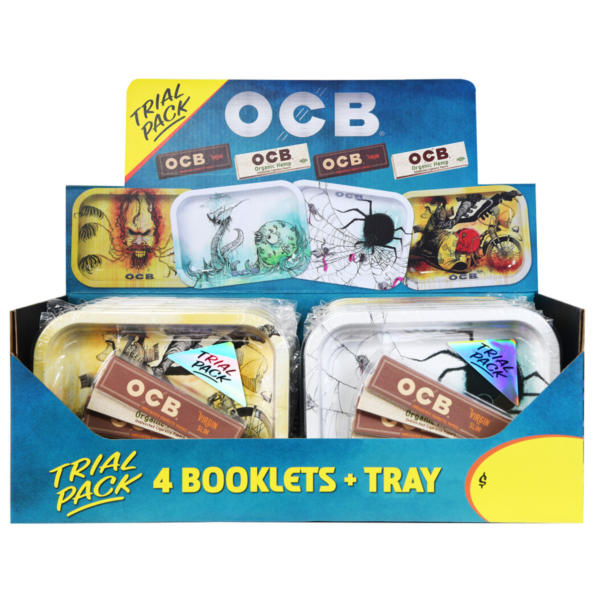 OCB Trial Pack - Small Rolling Tray with Organic Hemp and Virgin King ...