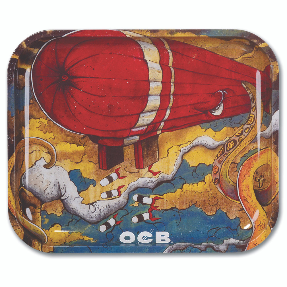 Large OCB Rolling Tray, Max vs Octopus Design - 14" x 11"