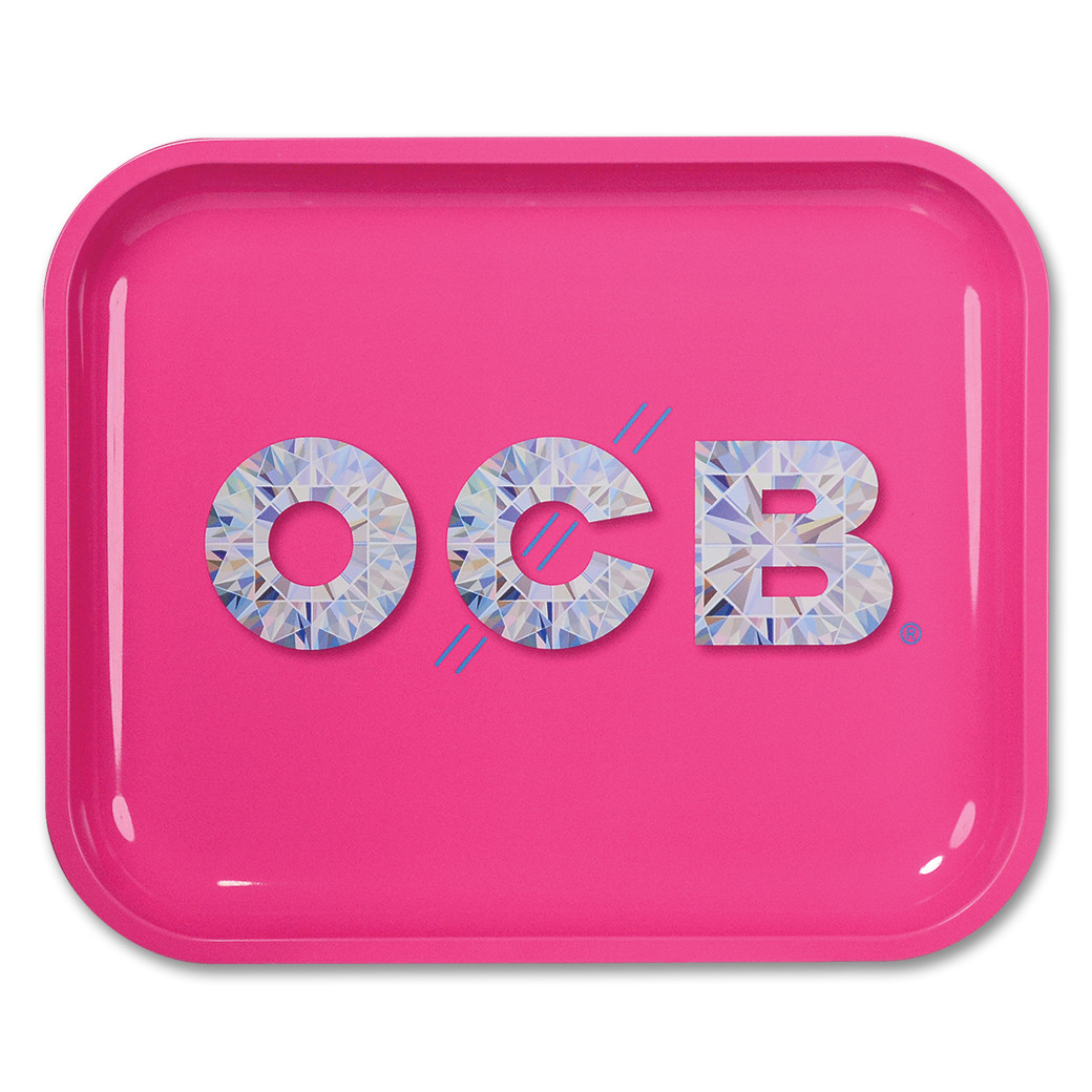 Large OCB Rolling Tray, Pink Diamonds Design - 14" x 11"