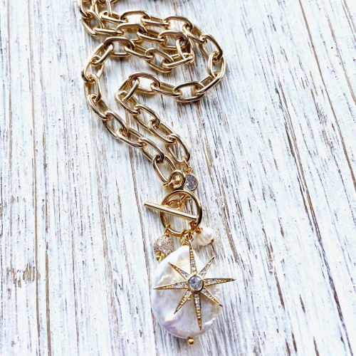 Necklace, Pearl Freshwater Star 18” - Go Brazen