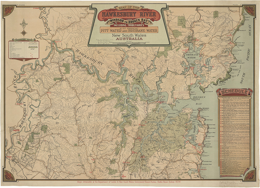 Map Of The Hawkesbury River From Windsor To Broken Bay Nsw The Library Print Shop