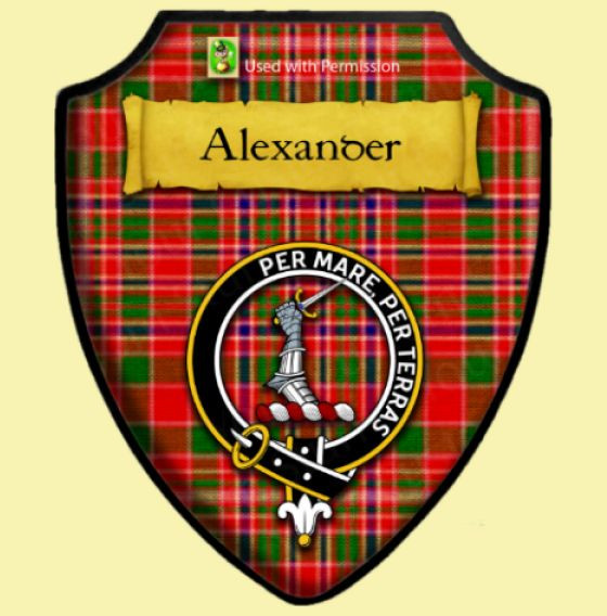 Alexander Tartan Crest Wooden Wall Plaque Shield - For Everything Genealogy