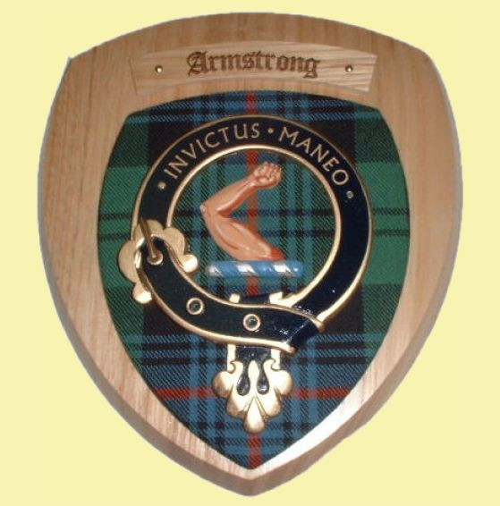 Armstrong Clan Crest Tartan 7 x 8 Woodcarver Wooden Wall Plaque - For ...