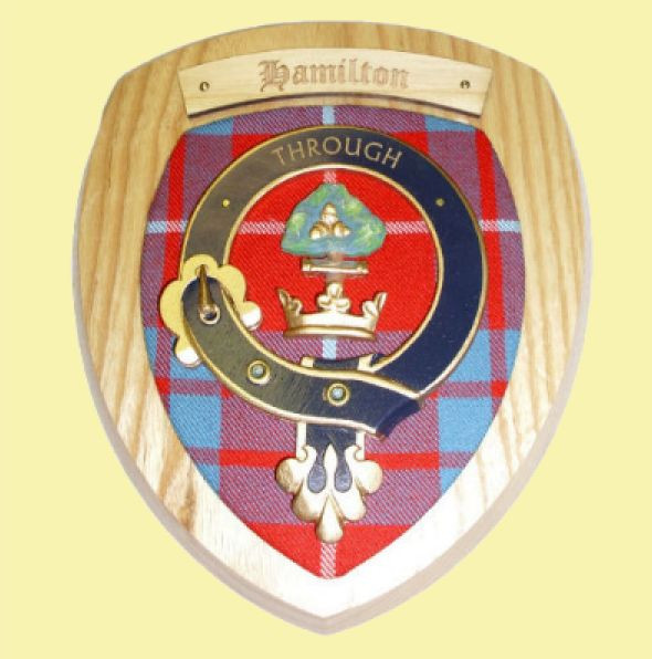 Hamilton Clan Crest Tartan 10 x 12 Woodcarver Wooden Wall Plaque - For ...