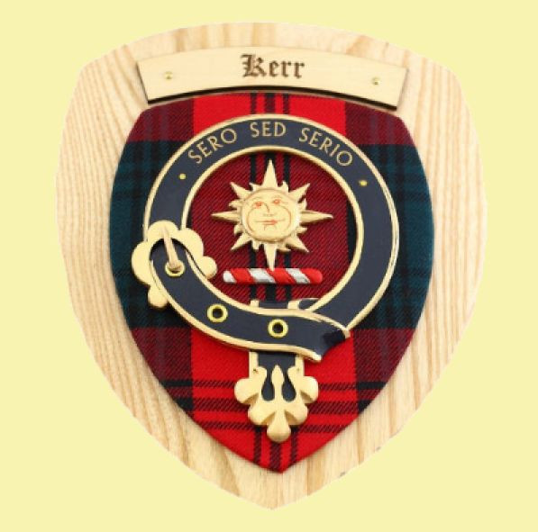 Kerr Clan Crest Tartan 7 x 8 Woodcarver Wooden Wall Plaque - For ...