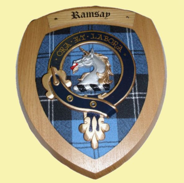 Ramsay Clan Crest Tartan 7 x 8 Woodcarver Wooden Wall Plaque - For ...
