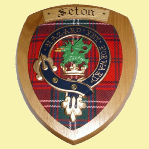 Seton Clan Crest Tartan 7 x 8 Woodcarver Wooden Wall Plaque - For ...