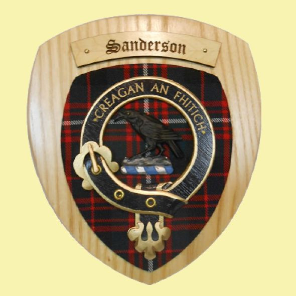 Sanderson Clan Crest Tartan 10 x 12 Woodcarver Wooden Wall Plaque - For ...