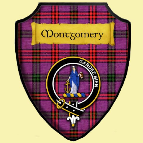 Montgomery Modern Tartan Crest Wooden Wall Plaque Shield - For ...