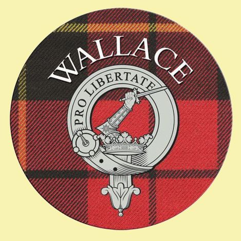 Wallace Clan Crest Tartan Cork Round Clan Badge Coasters Set of 2 - For ...
