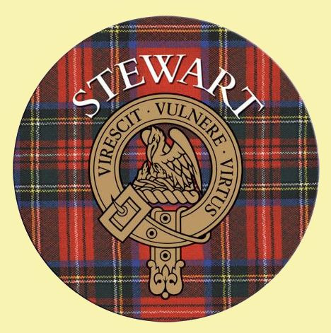 Stewart Clan Crest Tartan Cork Round Clan Badge Coasters Set of 2 - For ...
