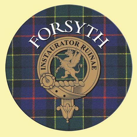Forsyth Clan Crest Tartan Cork Round Clan Badge Coasters Set of 4 - For ...