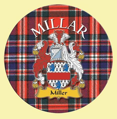 Millar Coat of Arms Tartan Cork Round Scottish Name Coasters Set of 2 ...