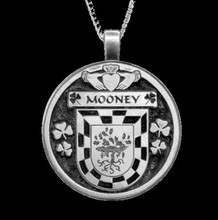 Mooney Irish Coat Of Arms Claddagh Round Silver Family Crest Pendant ...