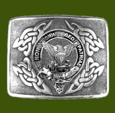 United States Navy Badge Interlace Mens Stylish Pewter Kilt Belt Buckle ...
