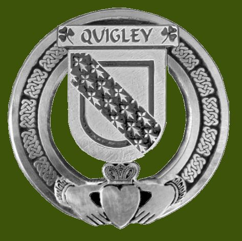 Quigley Irish Coat Of Arms Claddagh Stylish Pewter Family Crest Badge ...