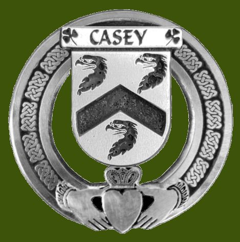 Casey Irish Coat Of Arms Claddagh Stylish Pewter Family Crest Badge ...