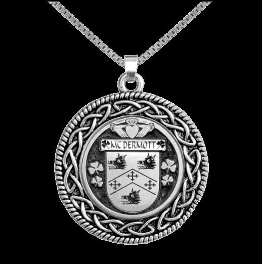 McDermott Irish Coat Of Arms Interlace Round Silver Family Crest ...