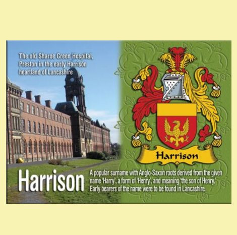 Harrison Coat of Arms English Family Name Fridge Magnets Set of 4 - For ...