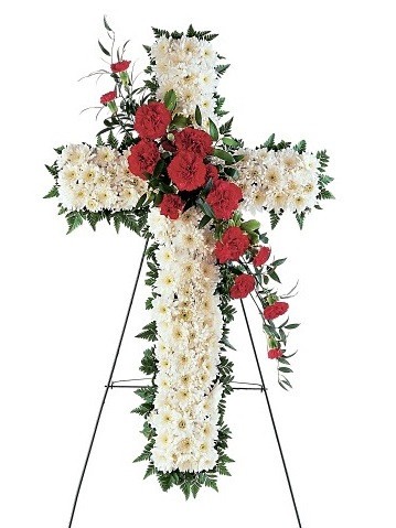Red Carnation Funeral Flower Cross | Free Pasadena Delivery