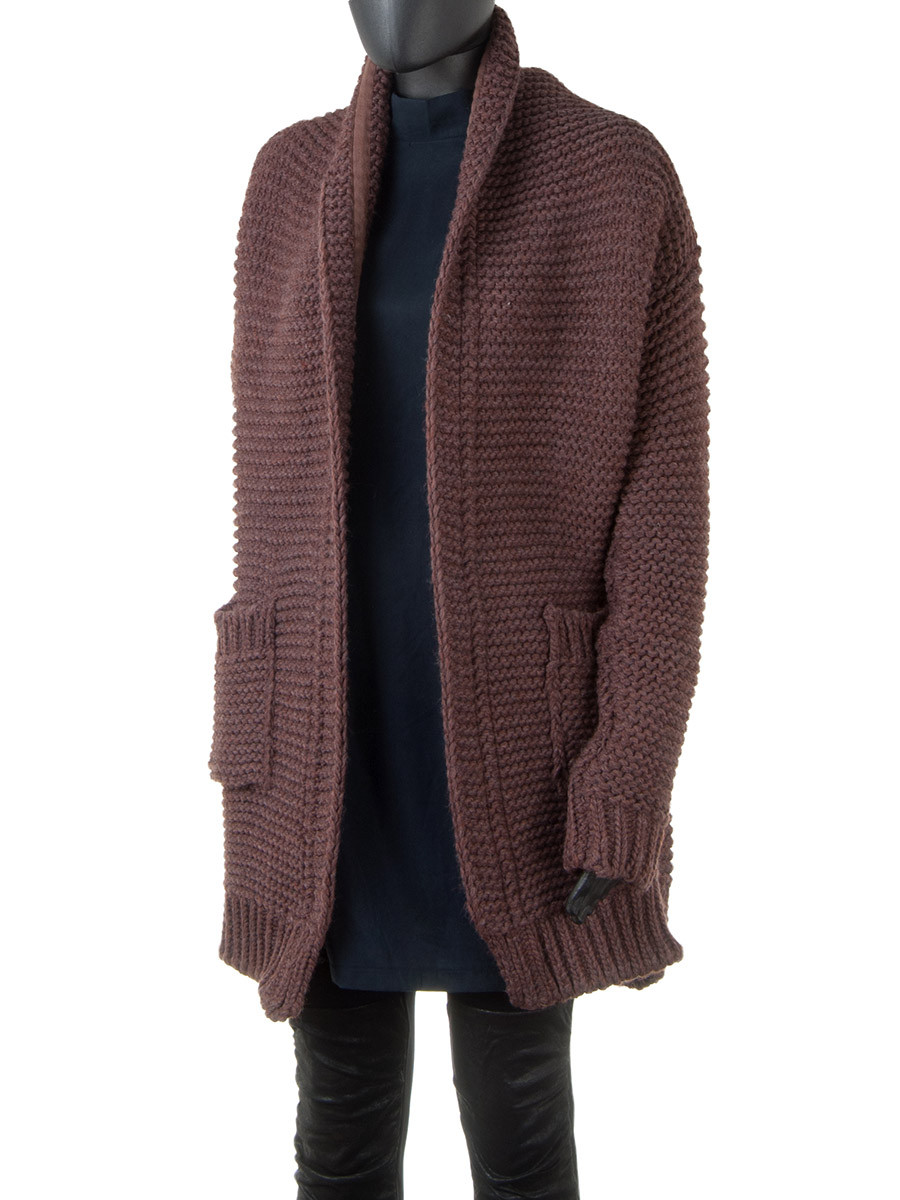 Rust Brown Chunky Knit Cardigan - Oscar Milo