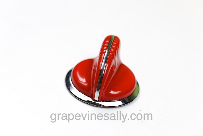 1 ORIGINAL RED Vintage Wedgewood Stove Burner Control Knob w Chromed ...