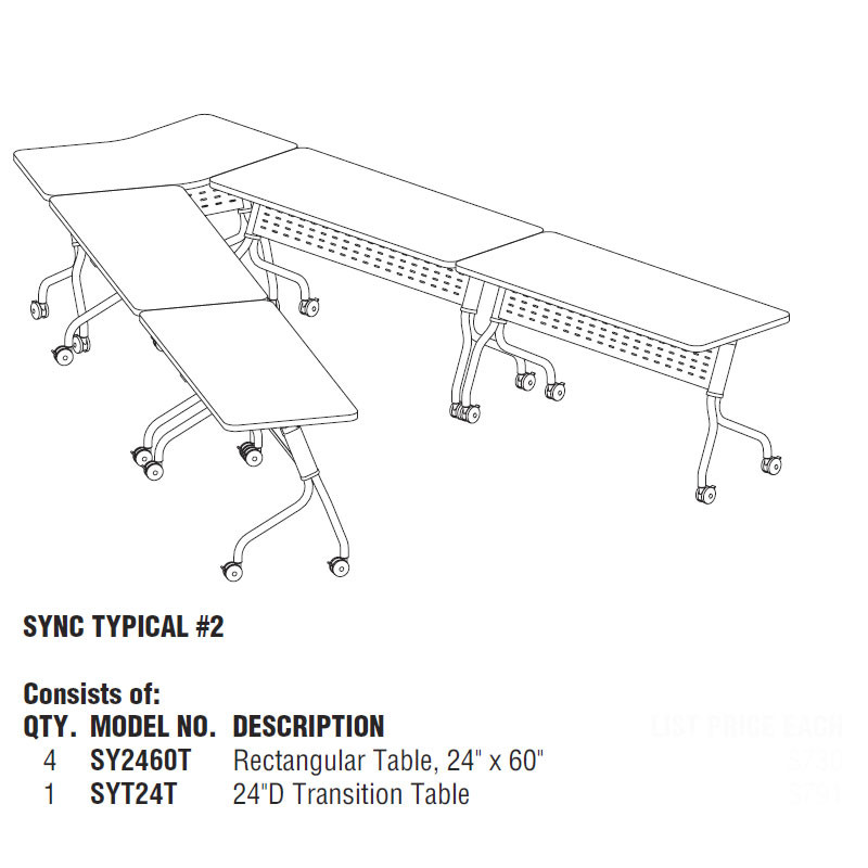 Mayline Sync Laminate Training Table Package SYNC2 Free Shipping!