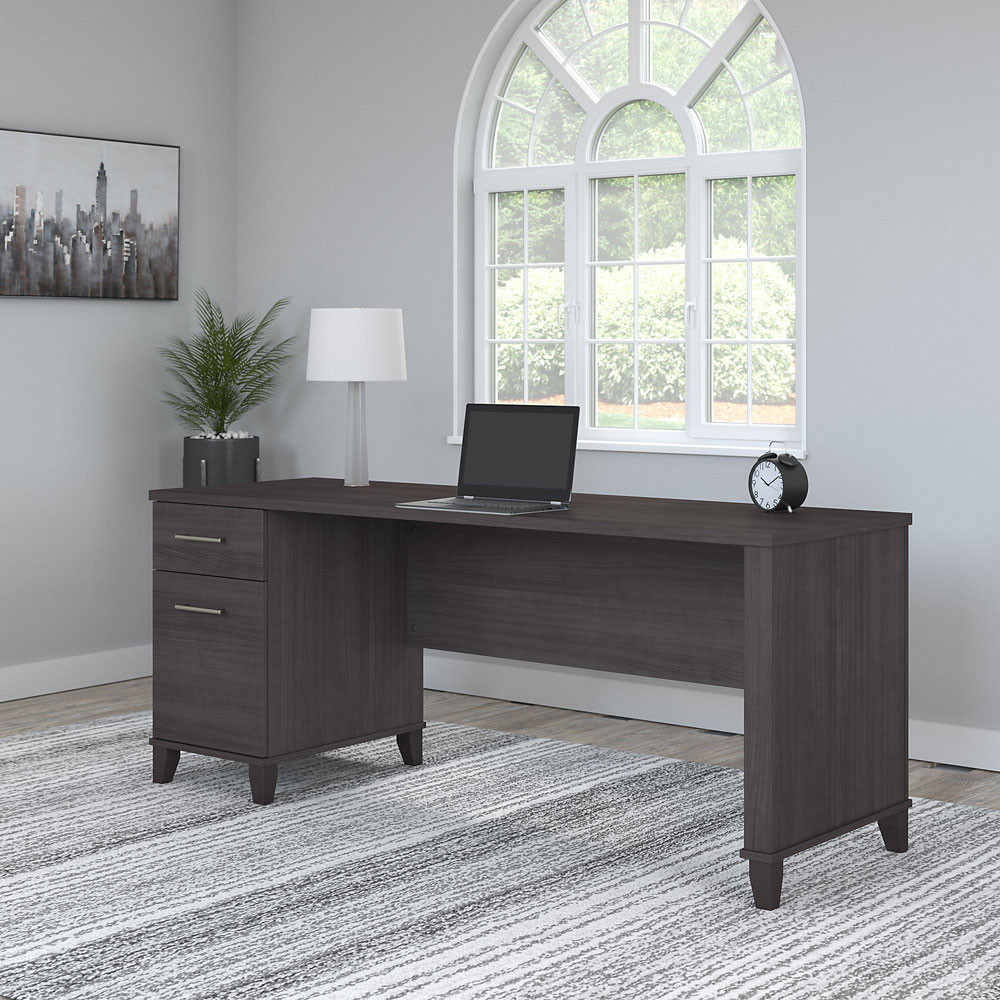 Bush Furniture Somerset 72W Office Desk with Drawers Storm Gray ...