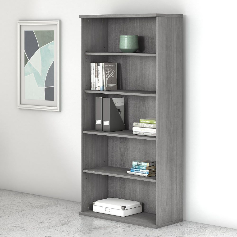 Bush Business Furniture Studio C 5-Shelf Bookcase in Platinum Gray ...