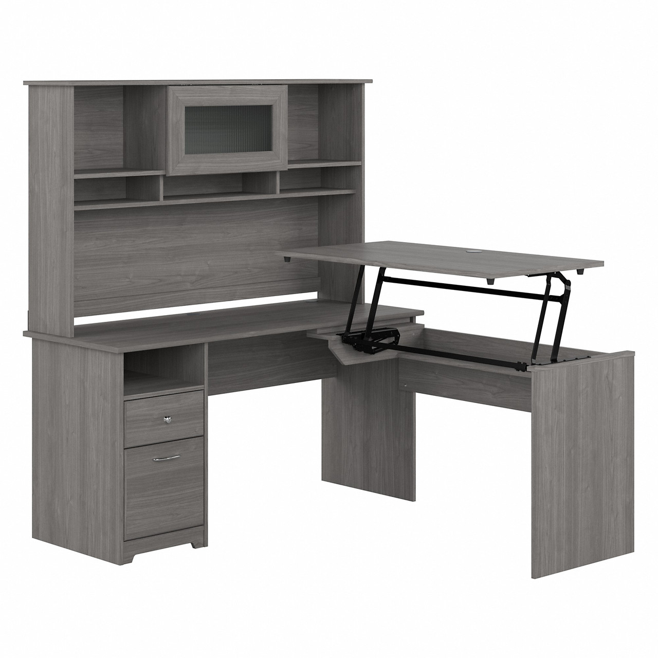 Bush Furniture 60W Single Pedestal Desk with Sit to Stand Return and ...