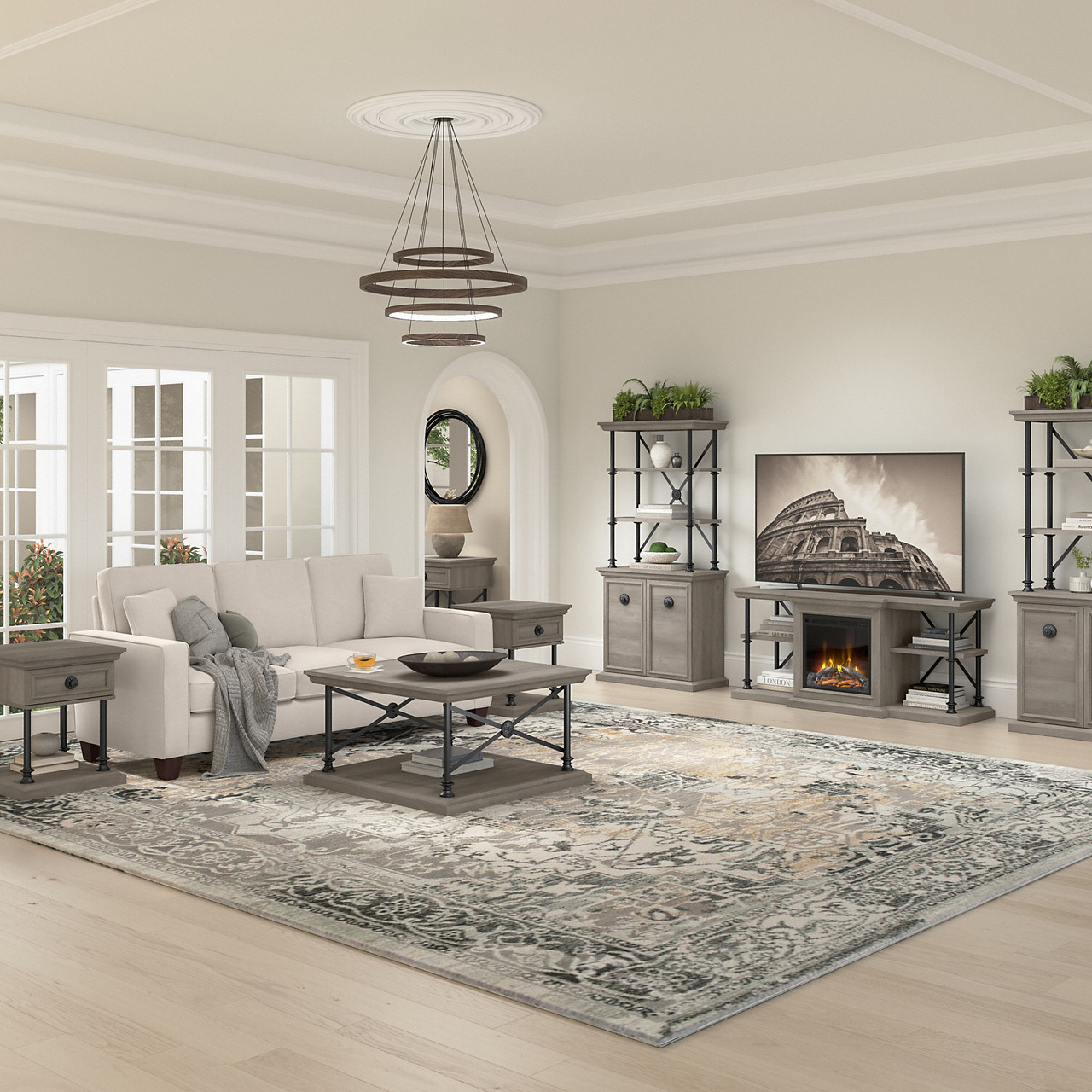 Bush Furniture Coliseum Square Coffee Table in Driftwood Gray ...