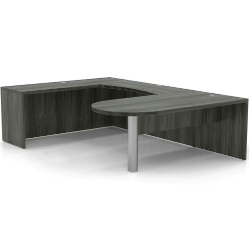 Mayline Aberdeen Executive U-Shape Desk 72" Gray Steel - AT103 Free ...