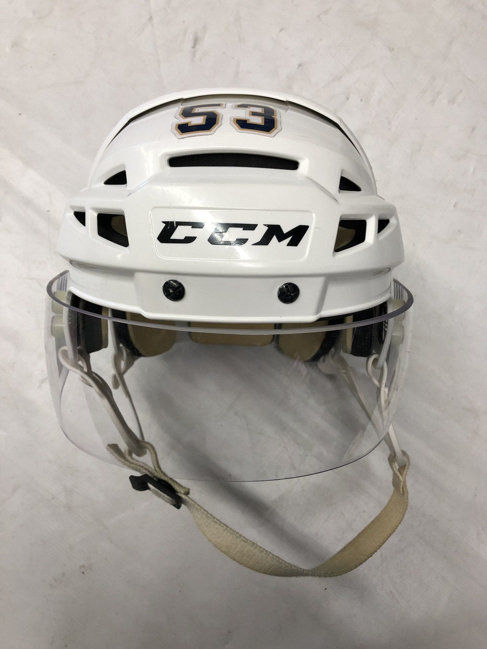 CCM VECTOR V08 PRO STOCK HOCKEY HELMET WHITE SMALL THUNDERBIRDS #53 ...