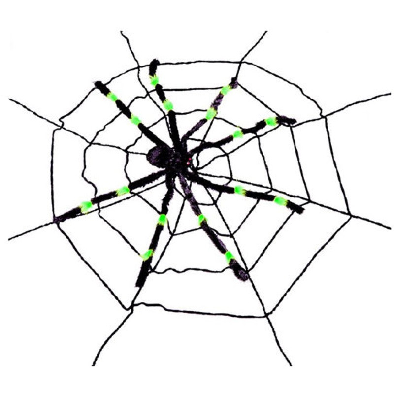 Neon Spider in Web - Witches of Halloween