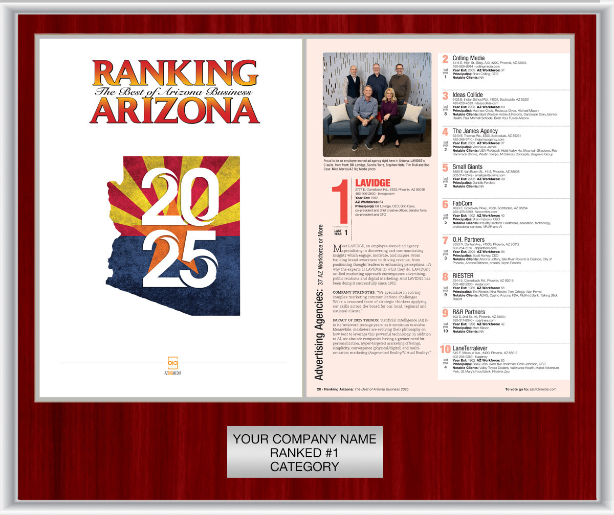 2025 #1 in Arizona: Ranking Arizona Plaques for Top-Ranked Businesses