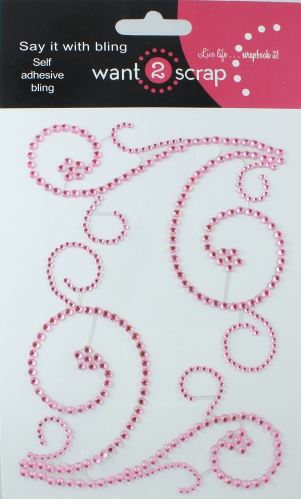 Swirls - Pink Rhinestone - Package of 2 - 4" x 4" - Want2Scrap