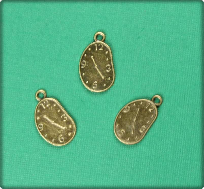 Modern Abstract Clock Charm - Antique Brass - Want2Scrap