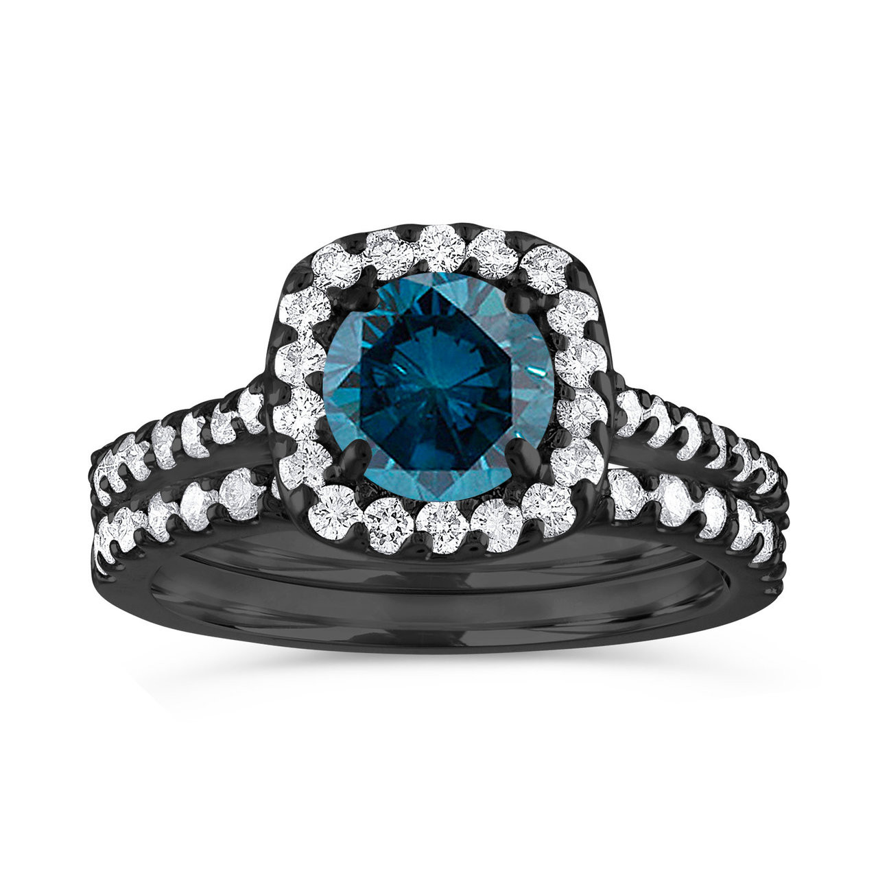 Blue Diamond Wedding Ring Set Wedding Rings Sets Ideas