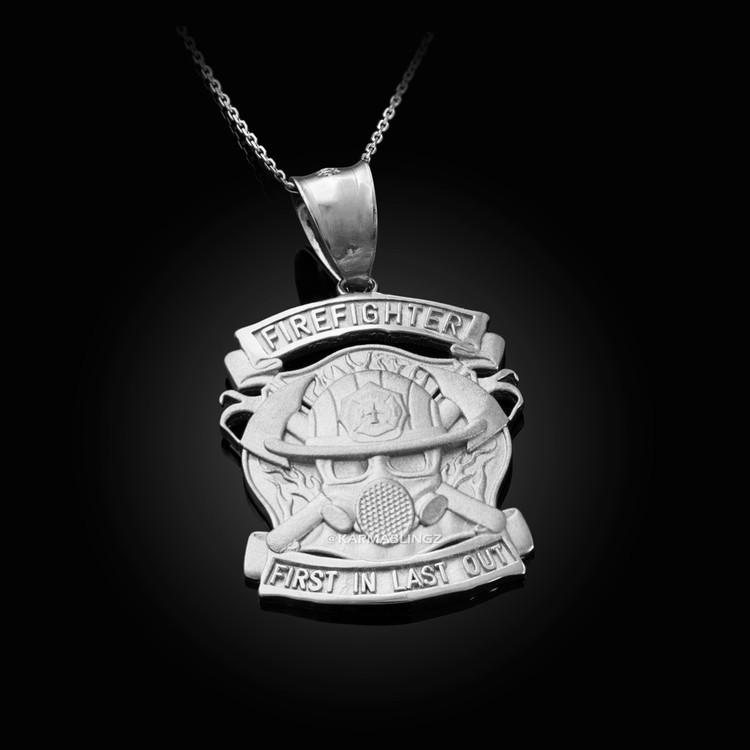 Sterling Silver Firefighter Pendant Necklace