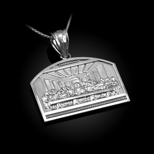 Sterling Silver Last Supper Fresco Christian Pendant Necklace