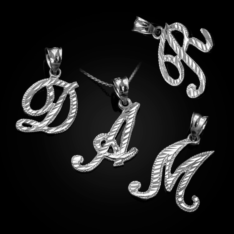 Sterling Silver Letter Initial Pendant Necklace