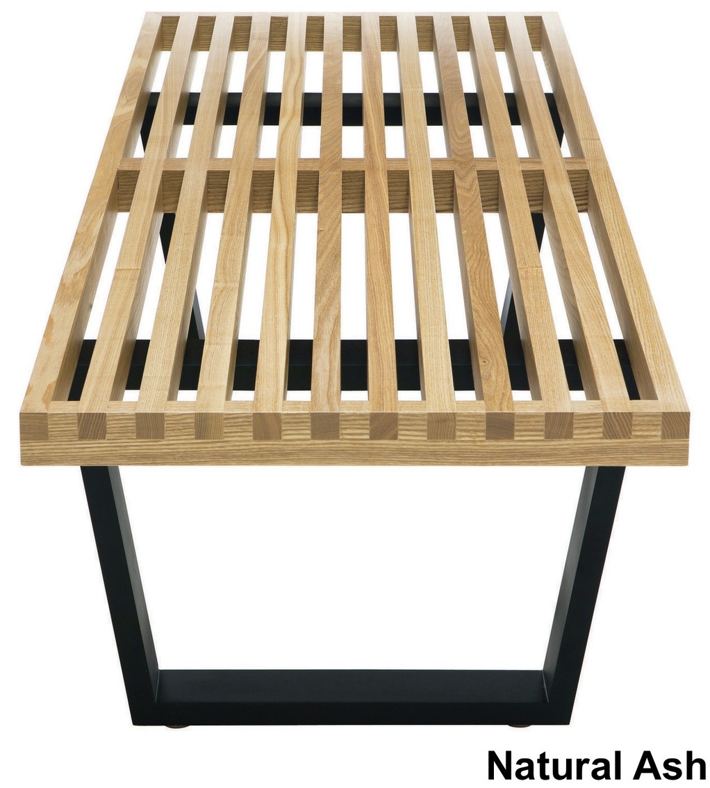 Slat Platform Bench Hardwood In Maple, Walnut, Natural or Black Finish