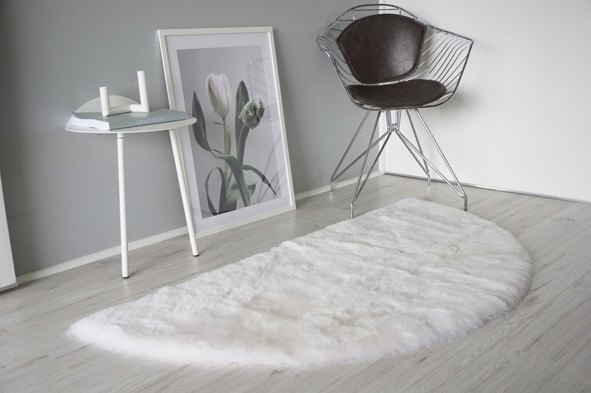 Genuine Natural Half Moon - Round Shape Sheepskin Rug - Short Super ...